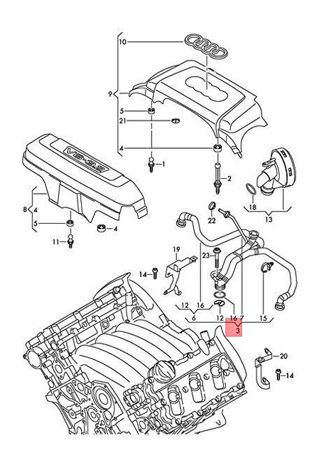 Genuine OEM AUDI A4 A6 Vent Hose Part No 06E103217T for sale online | eBay
