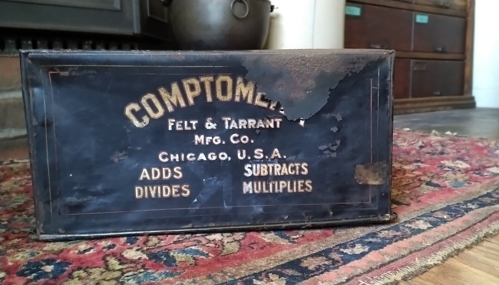 Early model Comptometer Felt & Tarrant Mfg. Co. sheet-metal dust cover ...