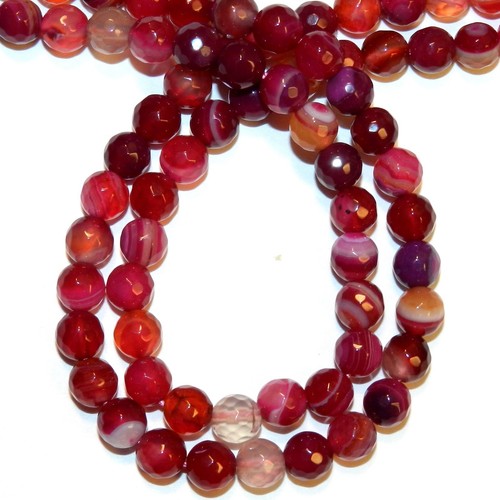 GR1810 Pink Fuchsia Rose Stripe 6mm Faceted Round Lace Agate Gemstone Bead 14" | eBay