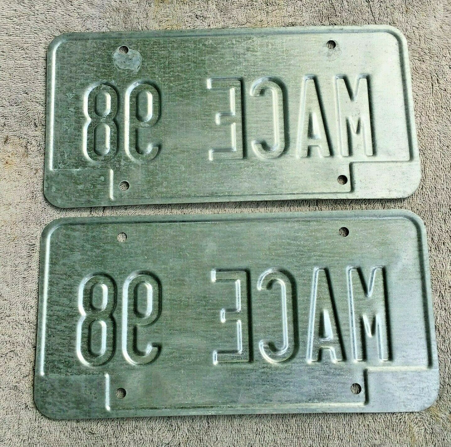 Ohio VANITY License Plate Set Tag # MACE 98 Tuscarawas County, 90s ...