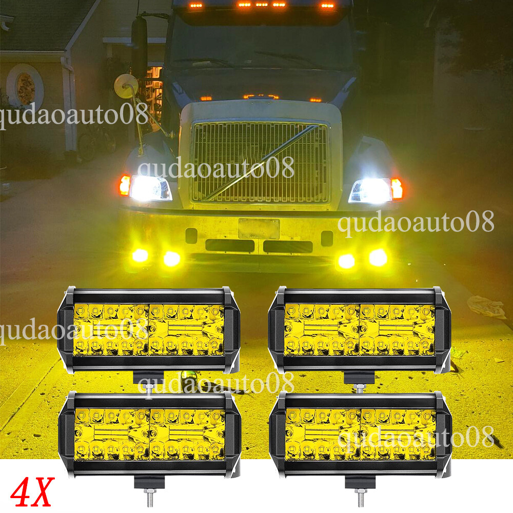 Yellow Fog Lights For Trucks HJG 90W 5 LED Round White Fog Light With