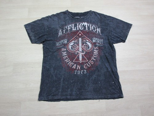 Affliction AOP American Customs Men's 2XL Distressed Cross Biker VTG ...