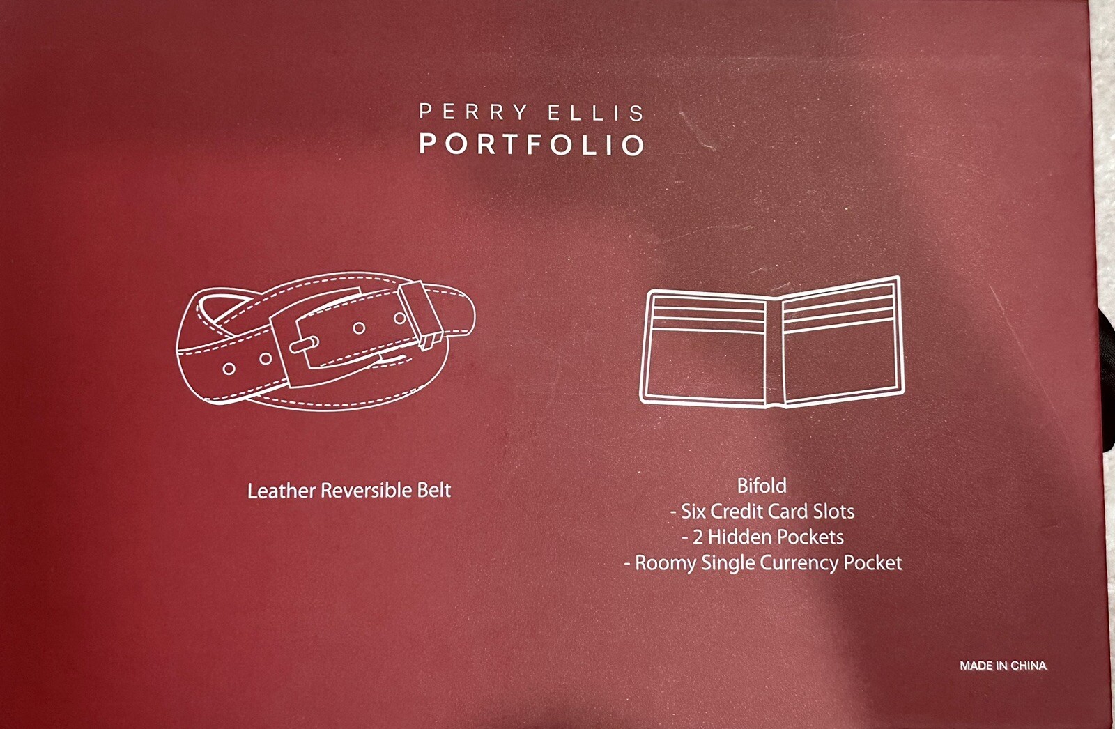 PERRY ELLIS BROWN WALLET & BELT GIFT SET MSRP $65 NEW IN BOX Size LARGE ...