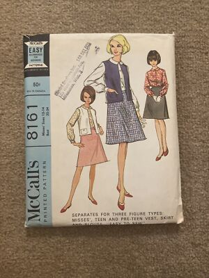 McCall’s Sewing Pattern 8161 Ladies Vest Skirt And Blouse Sizes 12-14 ...