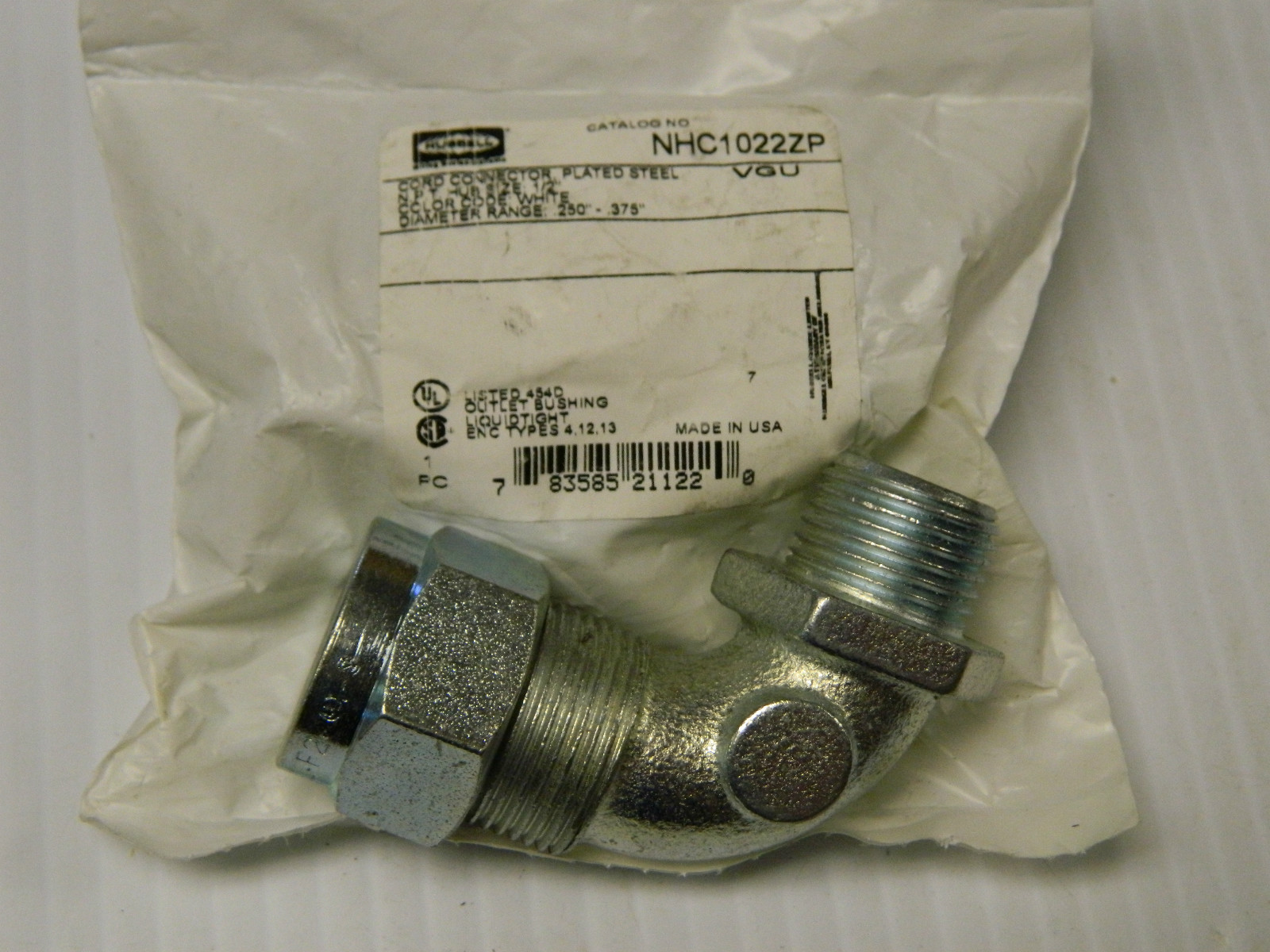 NEW HUBBELL PLATED STEEL CORD CONNECTOR NHC1022ZP 1/2" NPT | eBay