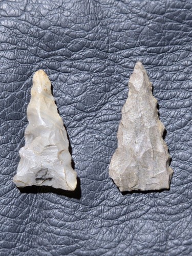 2 FORT ANCIENT TRIANGLE POINTS OHIO Authentic Indian Artifacts 5/8" - 3 ...