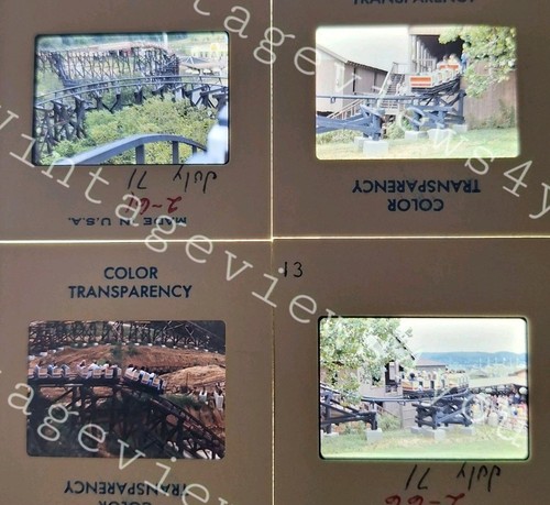 Lot 4 Color Slides 1970s Six Flags Theme Park Roller Coaster Rails ...