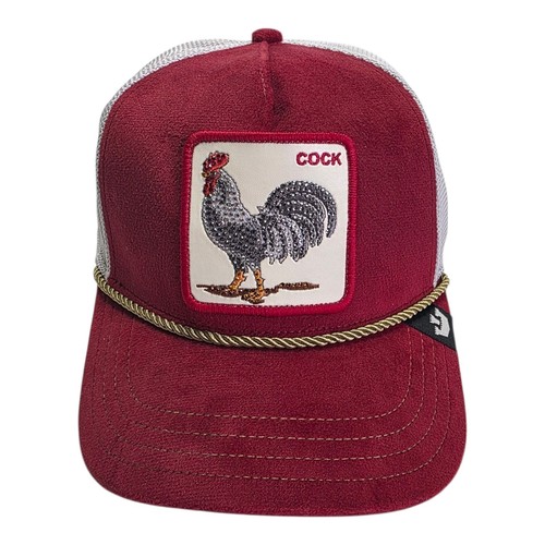 New Goorin Bros Red Trucker Hat The Farm Cock Rooster Velvet Patch ...
