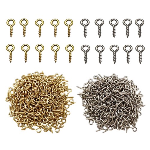 IDEALSV Small Mini Eyes Screw-in Hooks Jewelry Eye 500pcs, Gold+Silver ...
