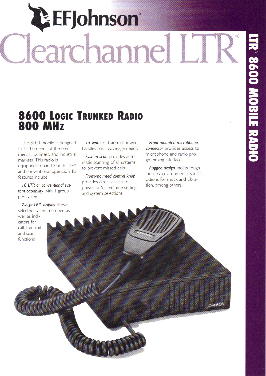 EF Johnson 242- 8604 Ltr 800 MHz Radio With Mounting Bracket and Mic ...