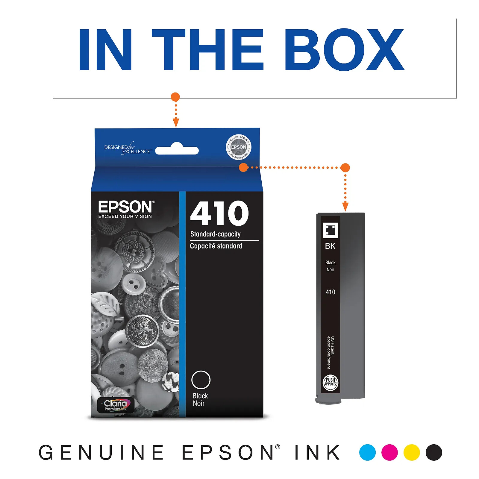 Original Genuine Epson 410 Ink Cartridge Black Cyan Magenta Yellow T410 ...