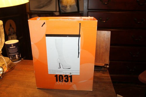 1031 Shoes High Heel White Boots Original Box Unworn 5" Heel 19 ...
