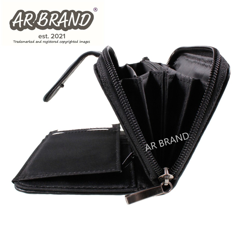 Ladies REAL LEATHER PURSE zip round wallet 6 card slots ID window ...