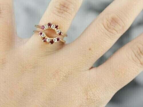 2Ct Round Cut Lab Created Ruby Enhancer Wrap Wedding Ring 14k Yellow ...