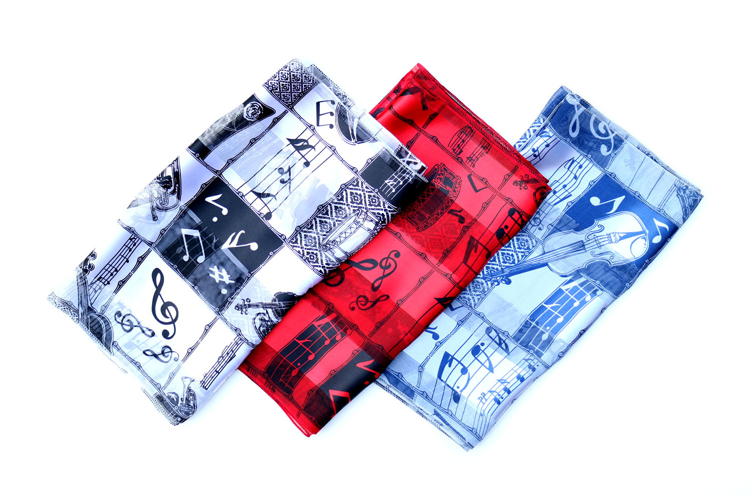 Music Instrument Choirs scarf Red, Navy and Black Men Women Satin ...