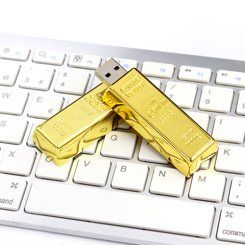 Gold USB Flash Drive Memory Stick Thumb U Disk Storage Pendrive for PC ...
