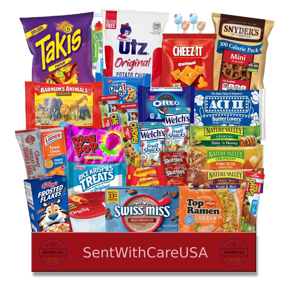Snack Basket & Snack Box - American Snacks Candy Box - College Snack ...