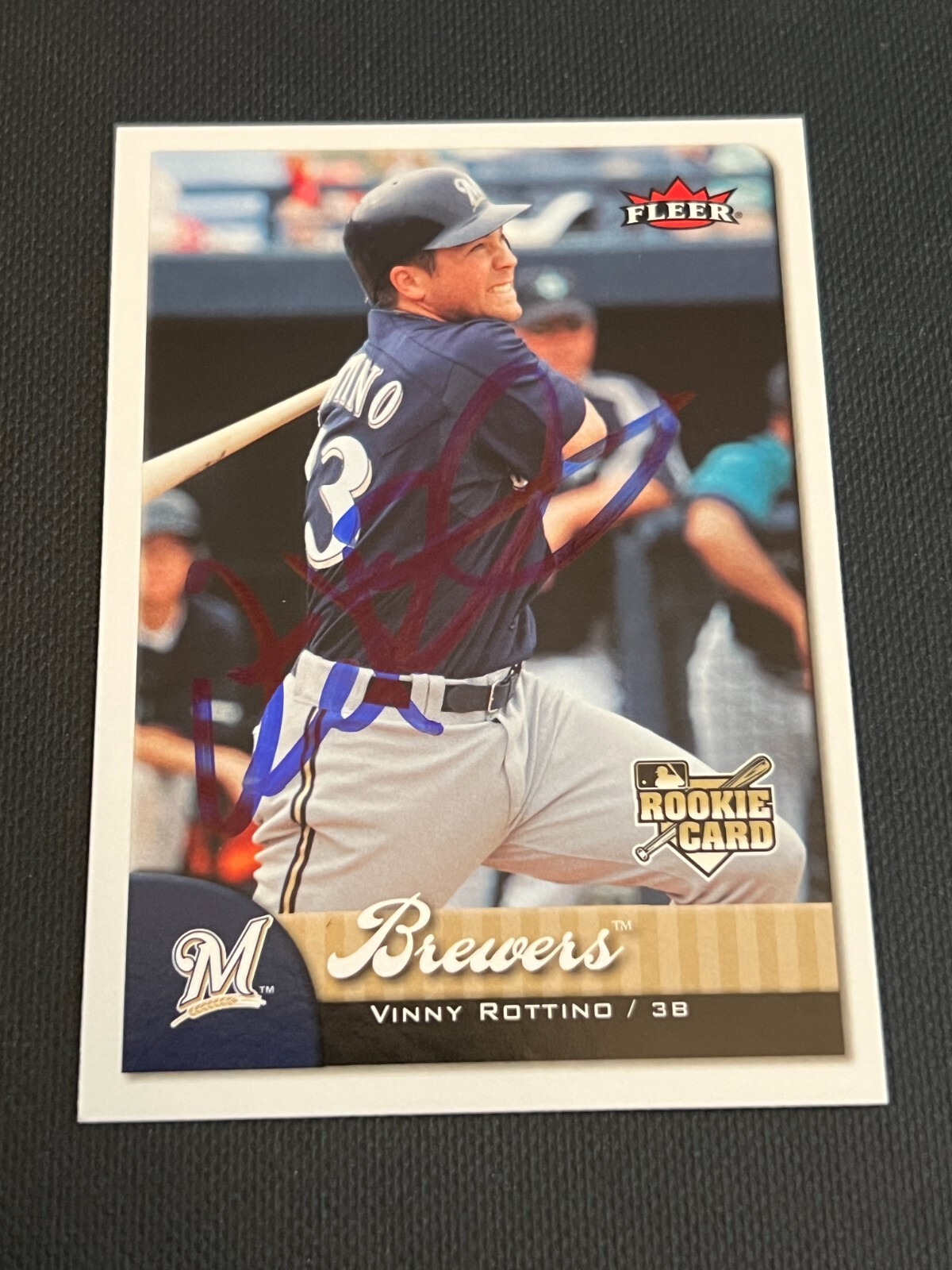 Vinny Rottino Signed 2007 Fleer Rookie Card Auto Milwaukee Brewers ...