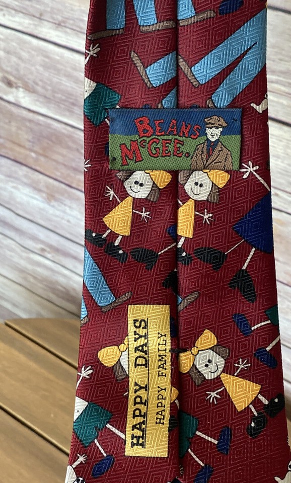 Beans McGee Tie 100% Cotton Neck Tie Happy Day's Happy Family | eBay