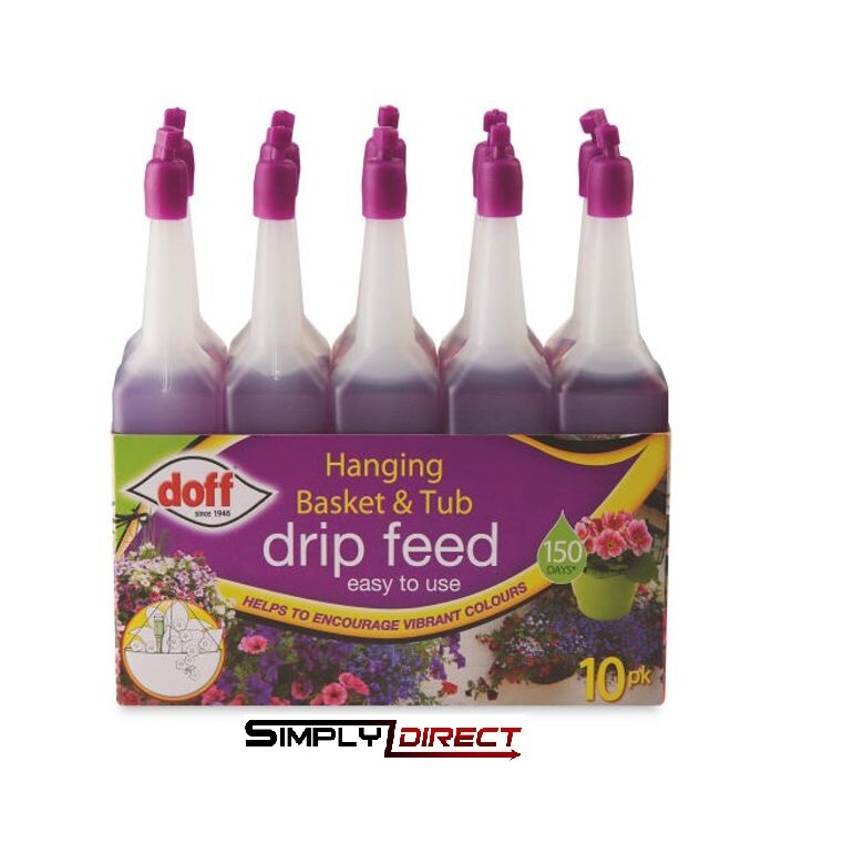 10x Doff Hanging Basket & Tub Drip Feed Easy to Use 10pk Lasts 150 Days ...