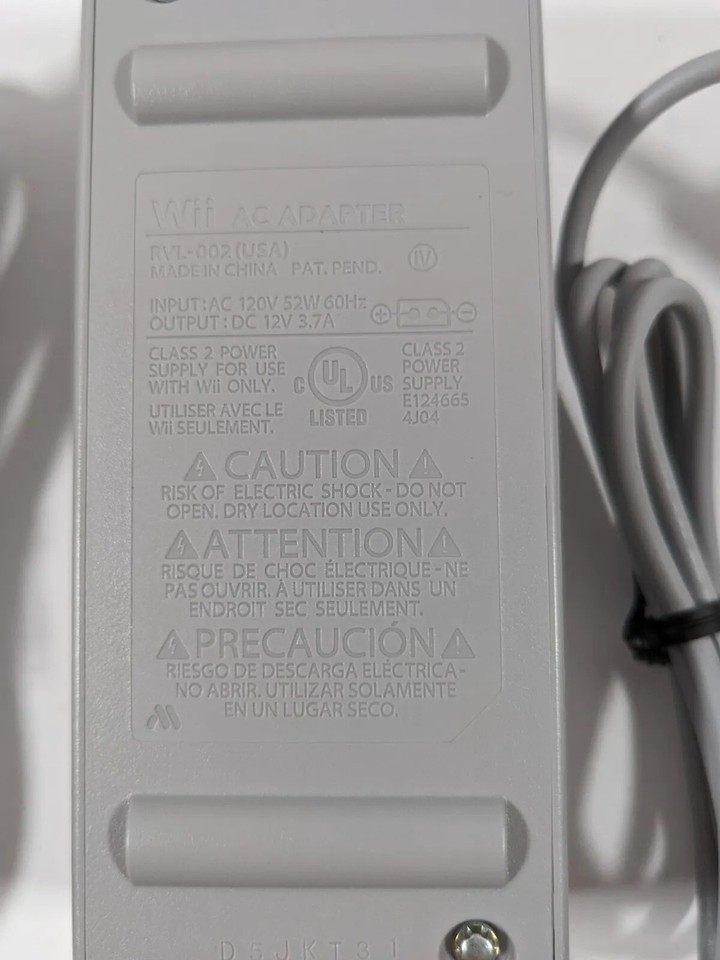 Official Original Genuine OEM Nintendo Wii Power Supply Ac Adapter Cord ...