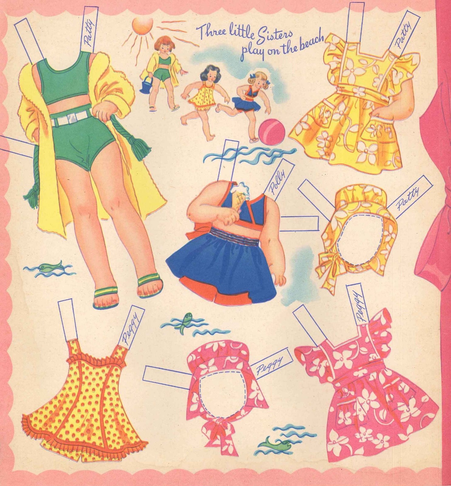 VINTGE 1945 THREE SISTERS PAPER DOLL ~CUTE LASR REPRO~ORG SZ UNCUT~LOW ...