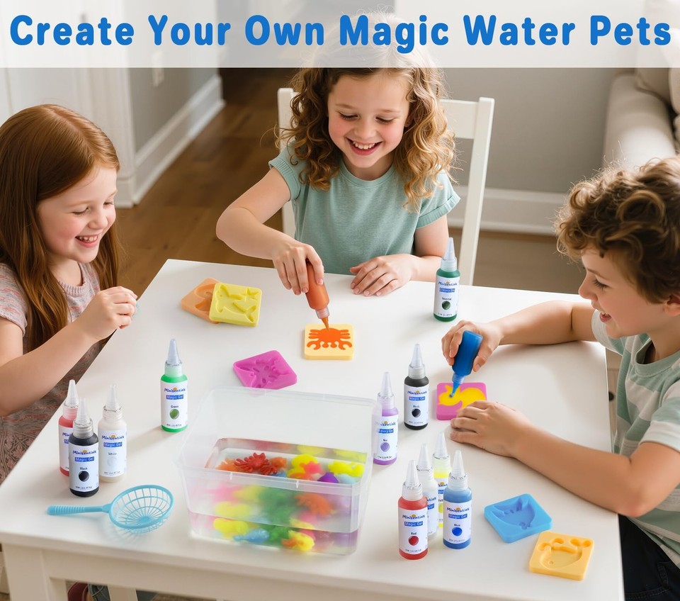 Magic Water Elf Toy Kit - Magic Gel Water Pets with Aquarium Bottle ...