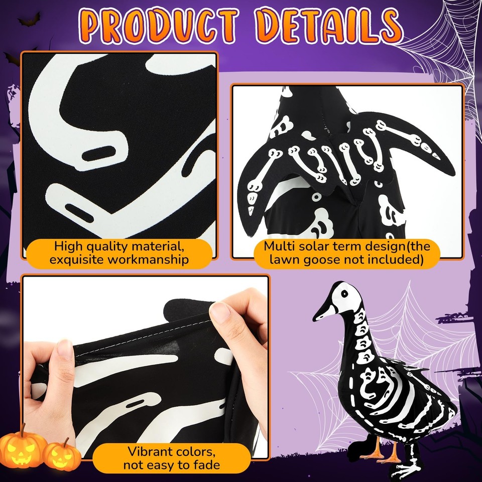 Halloween Porch Goose Outfits Skeleton Costume for 23'' 17" Cement ...
