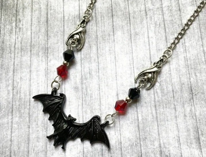 Stunning Gothic Vampire Bat Necklace Red And Black Crystals Goth ...