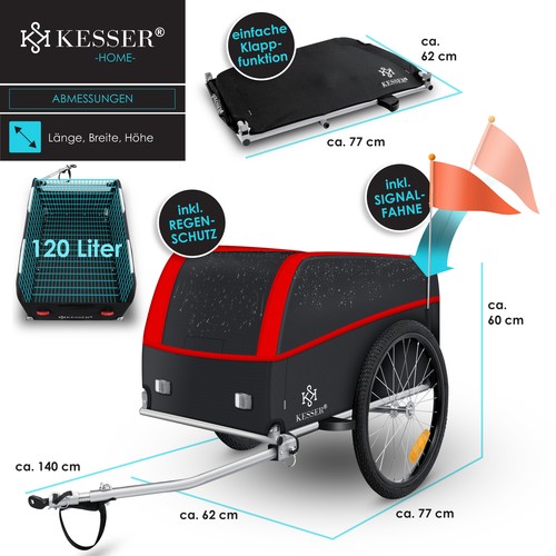 KESSER® Fahrradanhänger Lastenanhänger Transportanhänger Anhänger ...