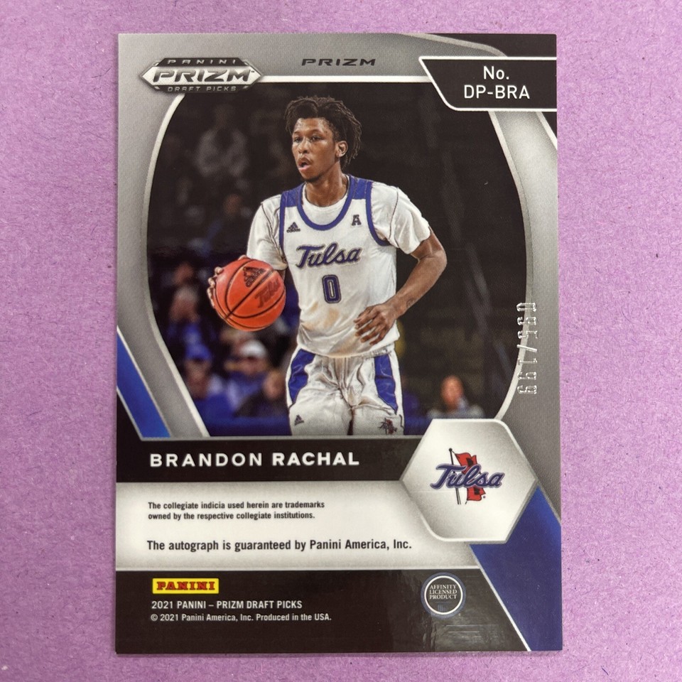 2021-22 Prizm Draft Brandon Rachal #BRA RC Rookie Auto-RED PRIZM /199 ...