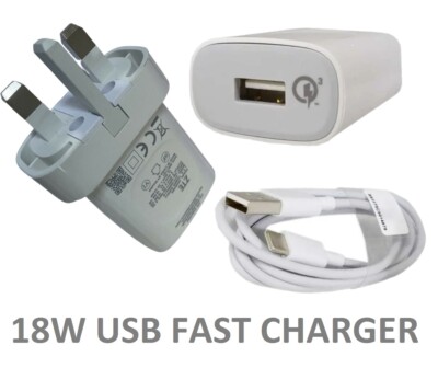 18W Super Fast Charger Plug & USB-C Cable iPhone 15 Android Phone ...