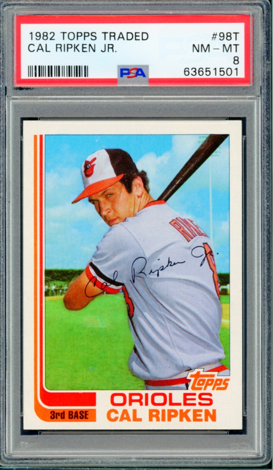 1982 TOPPS TRADED #98T CAL RIPKEN RC HOF ORIOLES PSA 8 NM-MT CENTERED ...