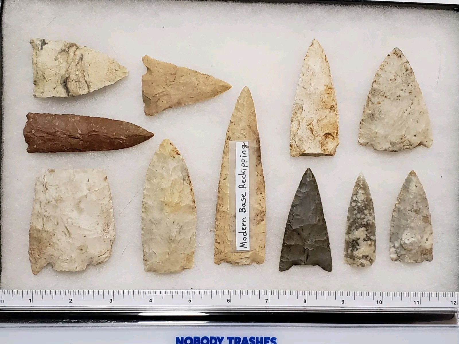 Group of 11 Snapped Base Points Authentic Prehistoric Flint Quartzite ...