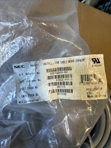 NEC MOD8-25PAIR Installation Cable P/N: 670535 six Connectors 25 Pair ...