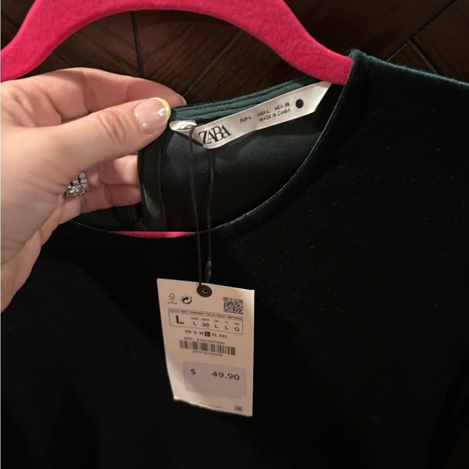 NWT forest green Zara velvet stretch maxi with side cutouts sz L | eBay