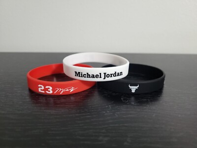 (3pc) Michael Jordan Signature Basketball Silicone Bracelets Chicago ...