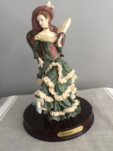 Giovanni Collection Woman Holding Fan RARE Figurine Wooden Base | eBay