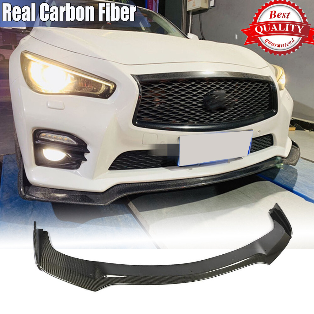For Infiniti Q50 Base Sedan 2018-2020 Real Carbon Front Bumper Lip Chin ...