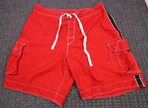 OP Ocean Pacific Swim Trunks Men's Size XL Lined 3 Pockets Red ...
