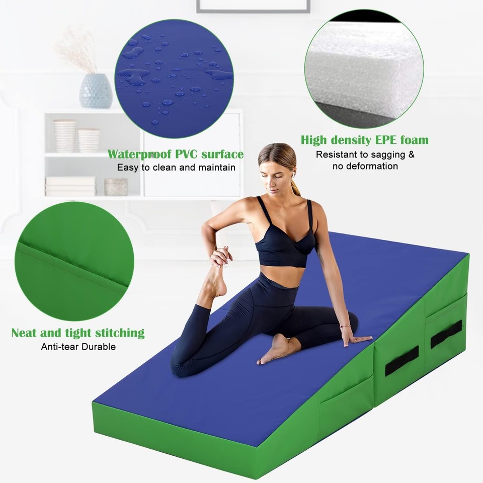 48'x24'X14'' Gymnastics Mat Folding Exercise Mat Incline Tumbling Gym ...