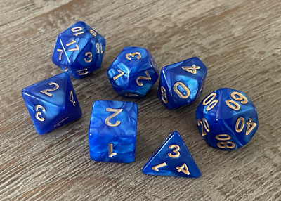 D&D Dice Set Ocean Ink Blue w/ Gold Polyhedral 7pc Aetherflow Infusion | eBay