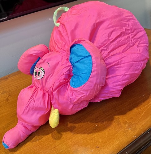 VTG Fisher Price Big Things Pink Puffalump Elephant Nylon Soft Stuffed ...