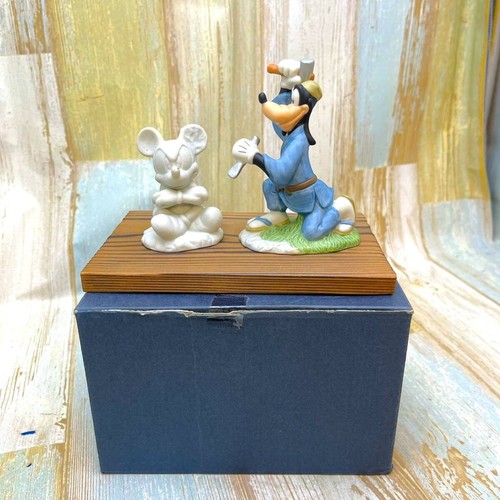 Mickey Mouse Goofy Carving Wooden Base Ceramic Figure Disney Tdl | eBay