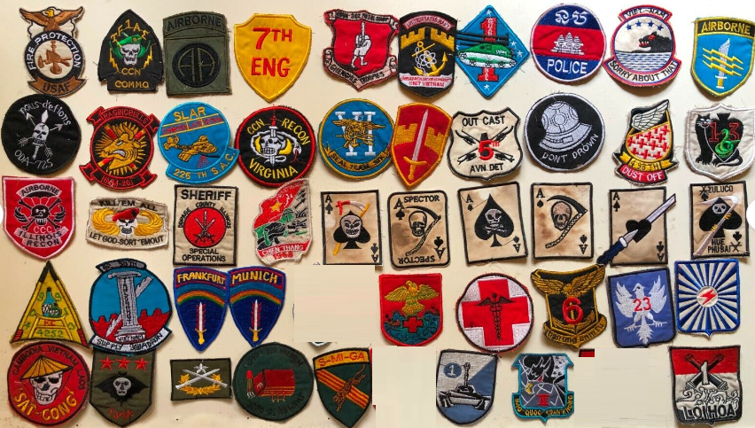 combo 45 x patches , AIRBORNE , LRRP , RECON , USN, PBR , ARVN , USAF ...