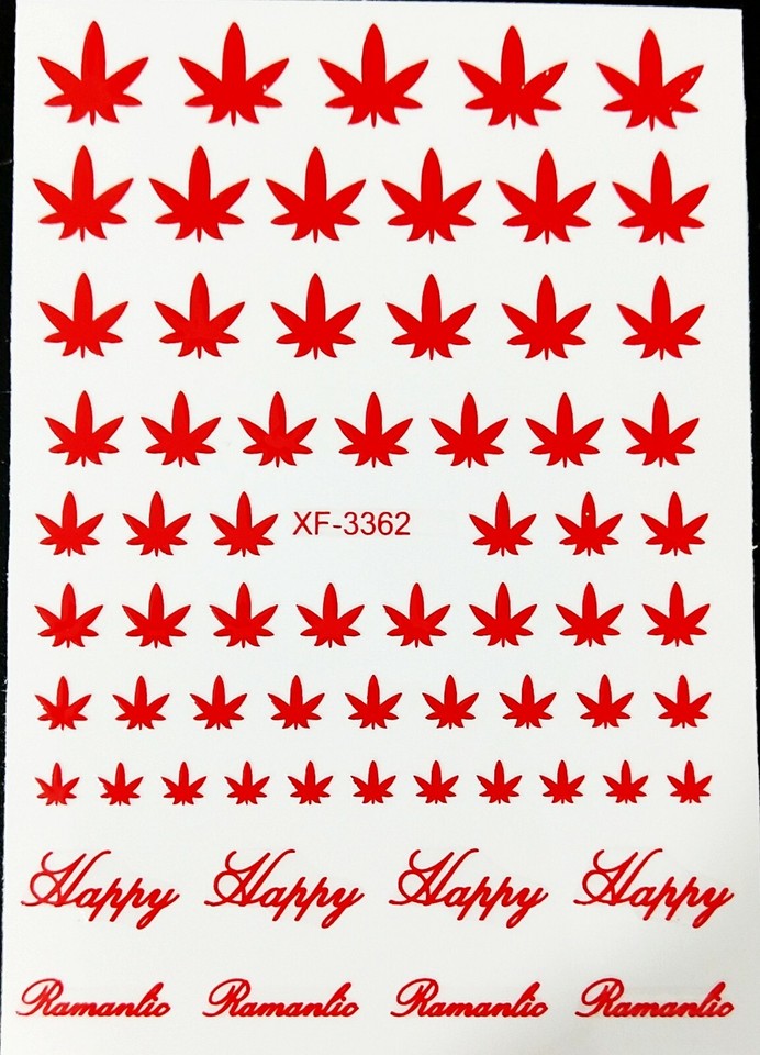 Neon Pot Weed Marijuana Cannabis Leaves 3D Nail Sticker XF3362 | eBay
