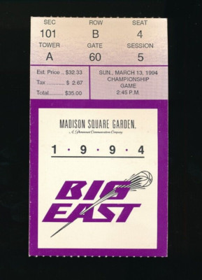 March 13 1994 ticket Providence College Vs Georgetown Big East ...