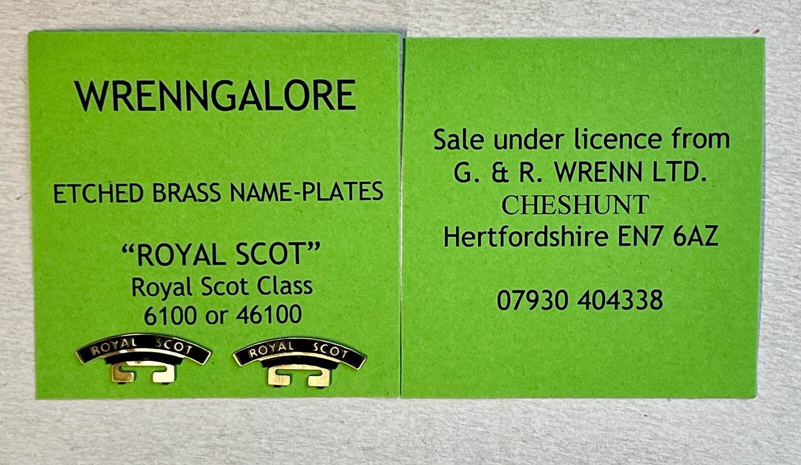WRENN model railway Etched Name Plates ROYAL SCOT | eBay