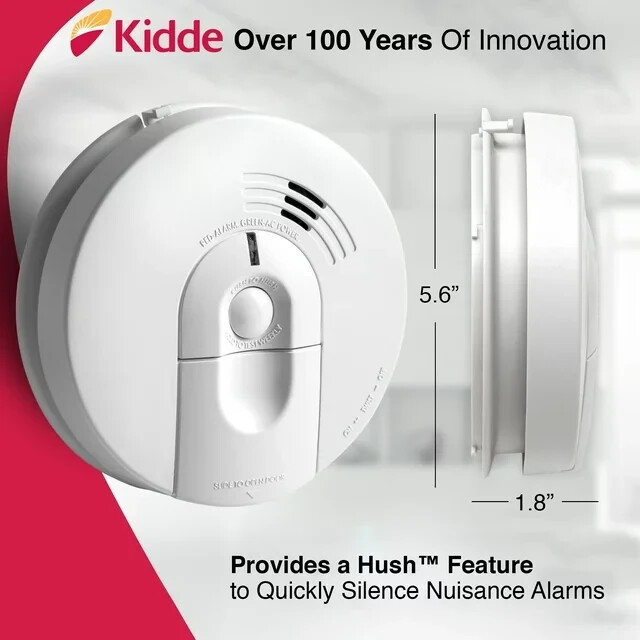 Kidde 21007588 120V AC wire-in Hush Smoke Alarm with Battery Backup - 4 ...