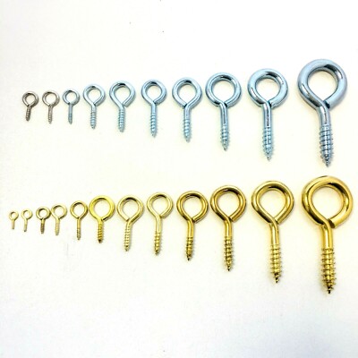 Heavy Duty Small-Large Steel Screw Eyes Various Sizes Zinc and Brass ...